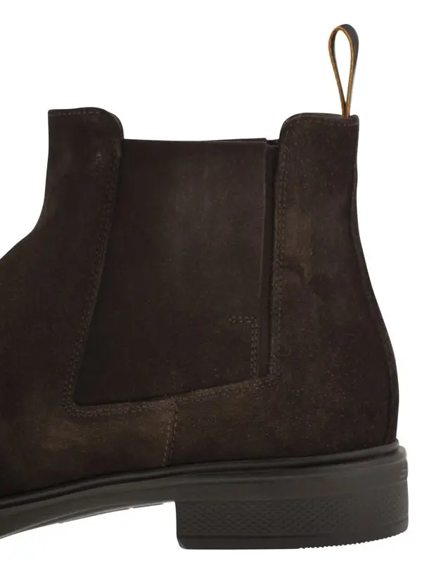 Santoni Suede Chelsea Boot - Brown