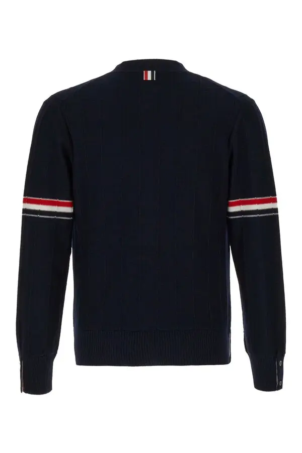 Thom Browne Ribbed Cardigan With Striped Detailing