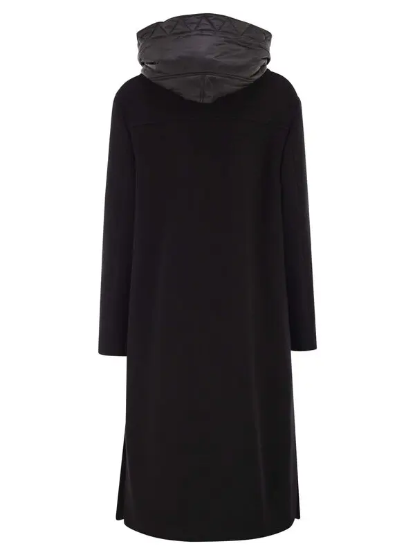FAY Double Front Wool And Cashmere Coat With Detachable Hooded Bib