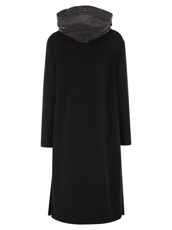 FAY Double Front Wool And Cashmere Coat With Detachable Hooded Bib