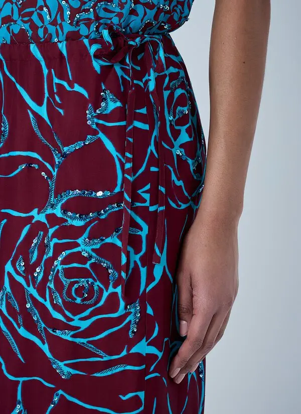 Dries Van Noten Embroidered Midi Skirt With Floral Lace Overlay - Multicolor