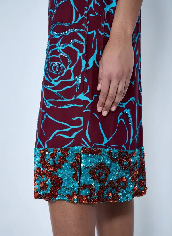 Dries Van Noten Embroidered Midi Skirt With Floral Lace Overlay - Multicolor