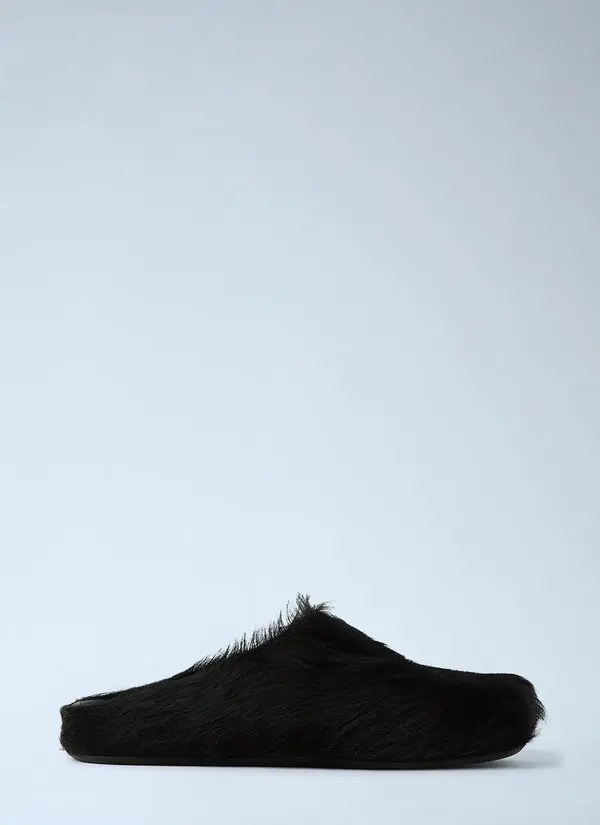Marni Fussbett Long Haired Mules - Black