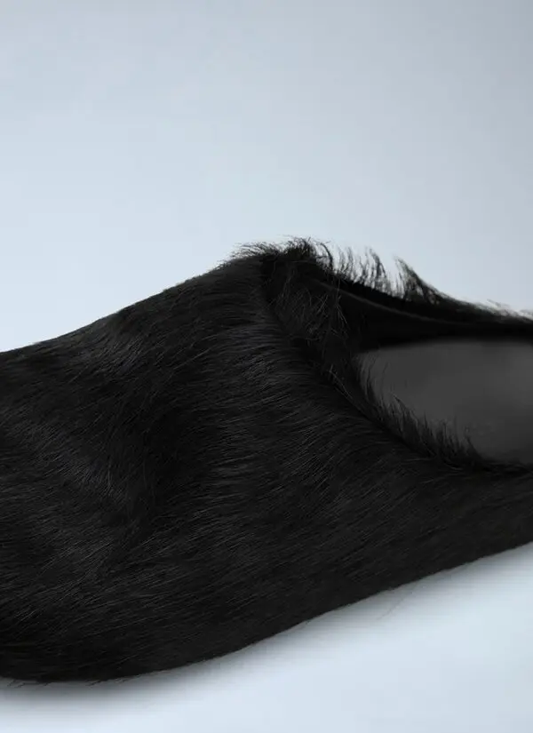 Marni Fussbett Long Haired Mules - Black