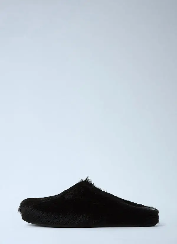 Marni Fussbett Long Haired Mules - Black