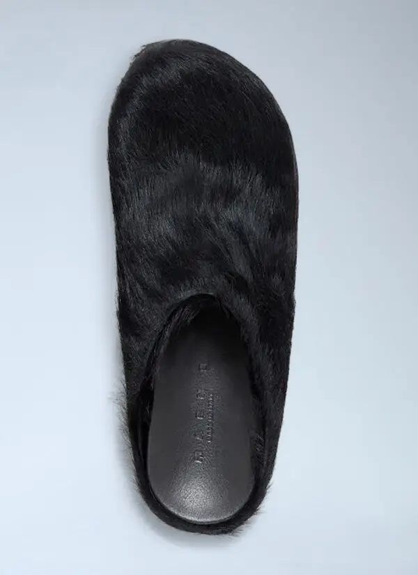 Marni Fussbett Long Haired Mules - Black