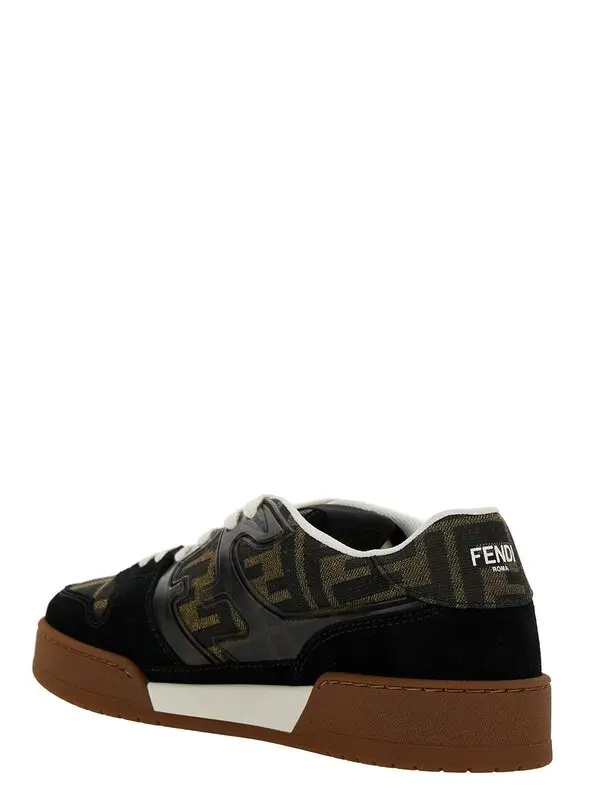 Fendi Low Top Sneakers With Ff Motif In Leather - Multicolor