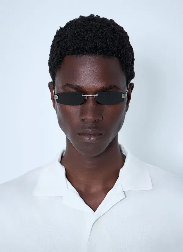 Balenciaga Gossip Rectangle Rimless Sunglasses