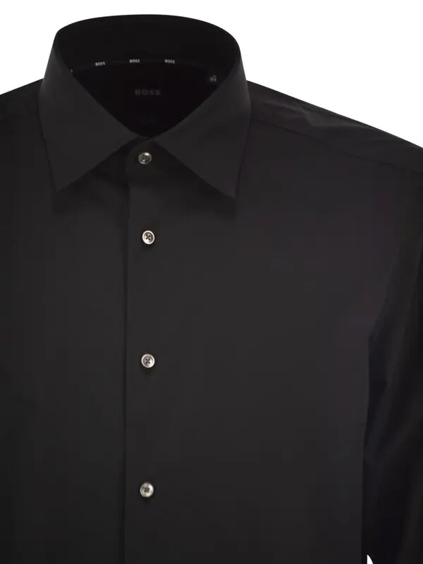 BOSS Slim Fit Shirt In Easy-iron Stretch Cotton Poplin - Black