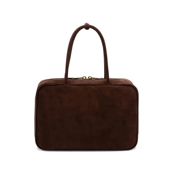 Miu Miu Suede Top Handle Bag With Embossed Logo