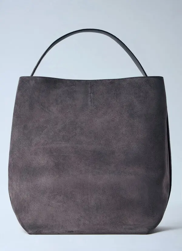 TOTEME Belted Suede Tote Bag - Gray
