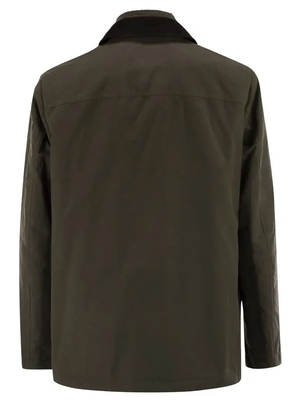 FAY Short Raincoat In Cotton And Nylon Faille With Velvet Collar