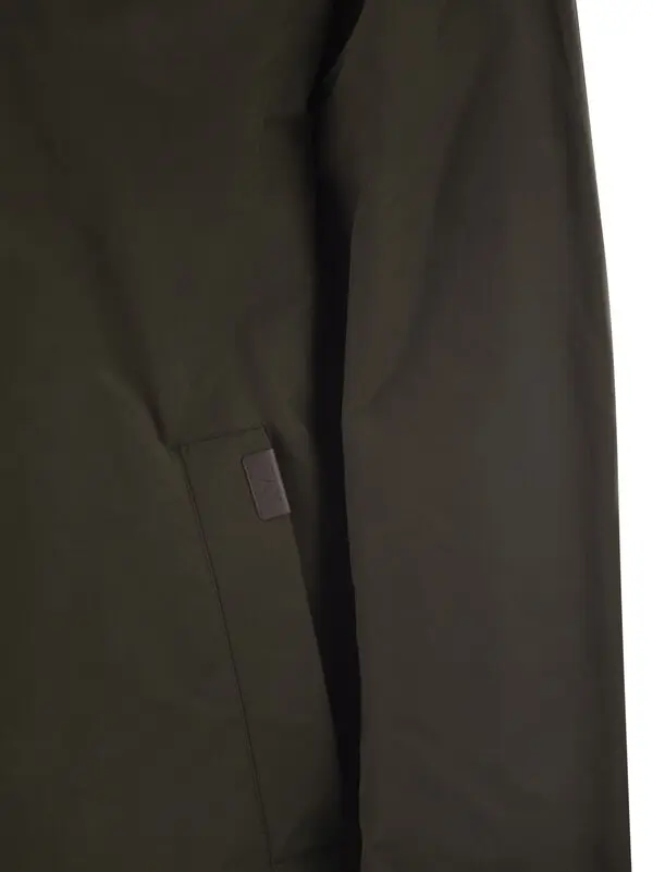 FAY Short Raincoat In Cotton And Nylon Faille With Velvet Collar - Green