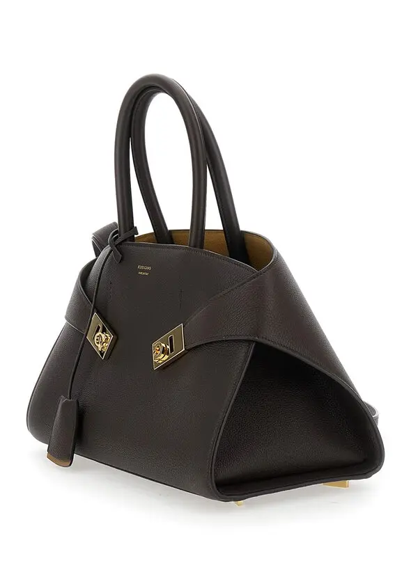 FERRAGAMO Leather Shoulder Bag With Gancini Buckles - Multicolor