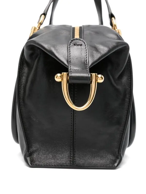 Chloé Calf Leather Glossy Top Handle Shoulder Bag - Black