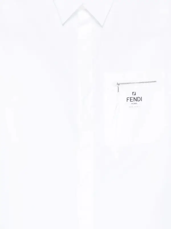 Fendi Boxy Fit Cotton Shirt With Zip Pocket
