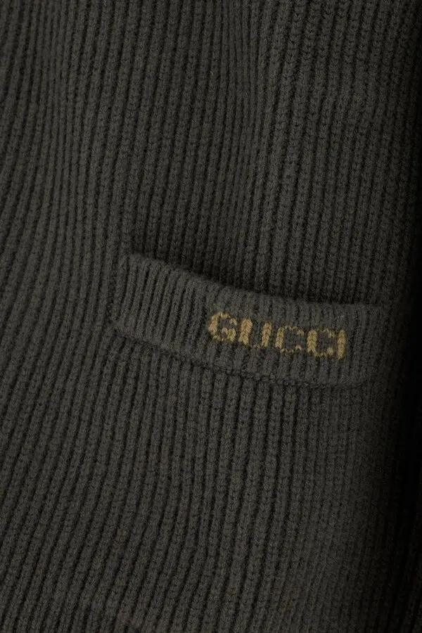 Gucci Ribbed Knit Cardigan With Pockets