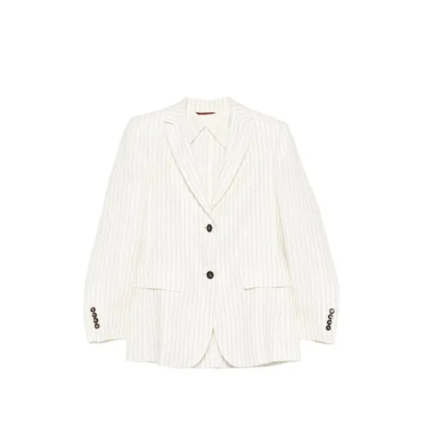 Max Mara Vertical Stripe Linen Blend Blazer