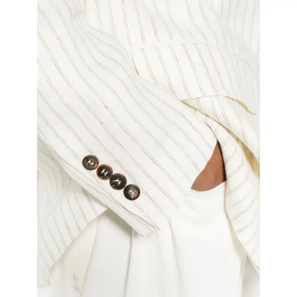 Max Mara Vertical Stripe Linen Blend Blazer