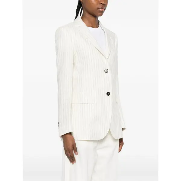 Max Mara Vertical Stripe Linen Blend Blazer