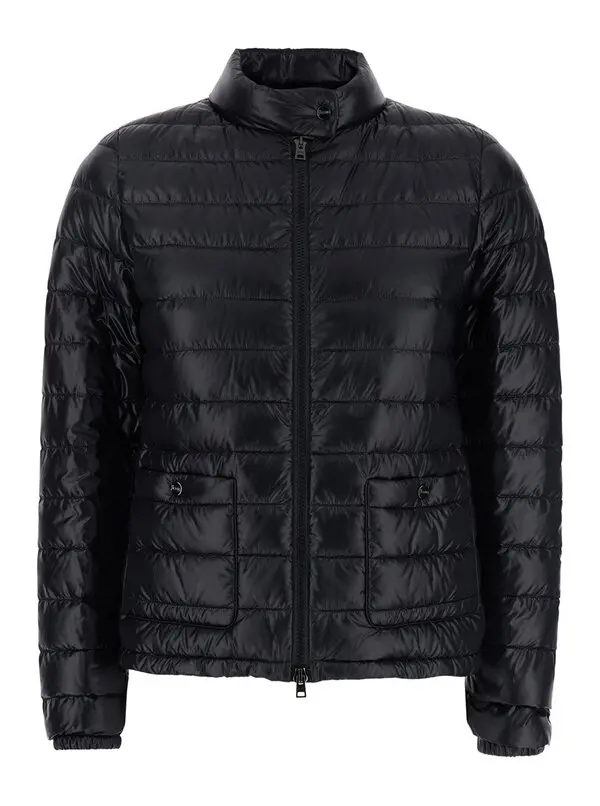 Herno Quilted Tech Fabric Puffer Jacket With Raised Collar - Black
