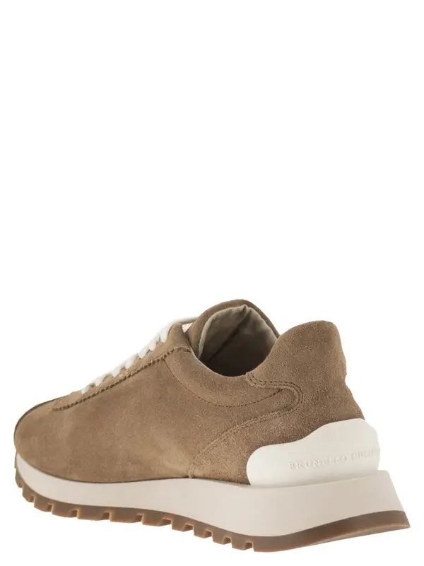 Brunello Cucinelli Suede Runners With Shiny Tab