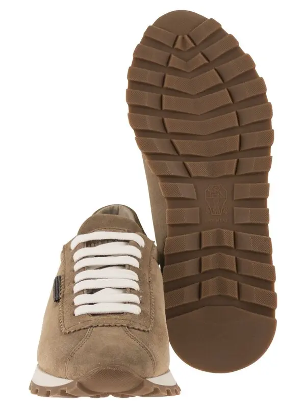 Brunello Cucinelli Suede Runners With Shiny Tab