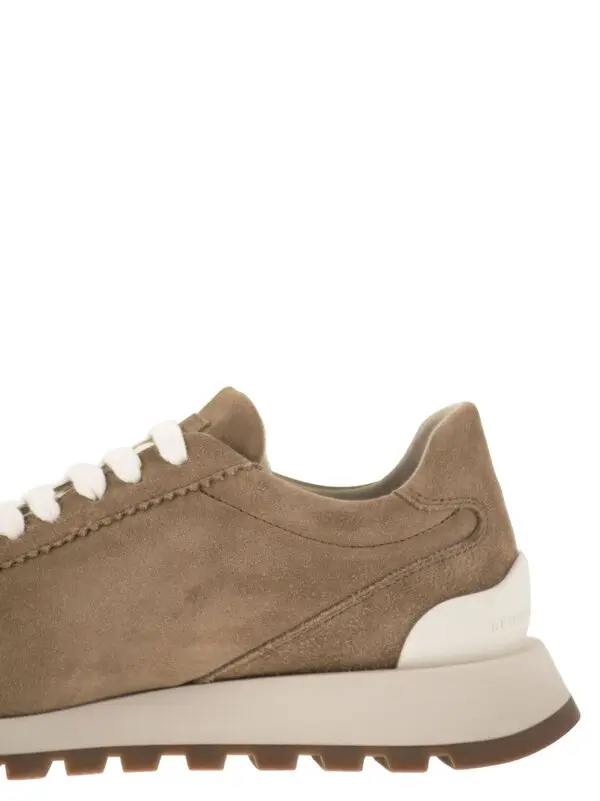 Brunello Cucinelli Suede Runners With Shiny Tab