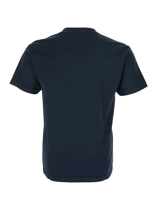 Stone Island Blue T-shirt With Logo Patch On The Front In Cotton For