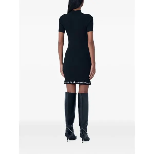 Alexander Wang Ribbed Knit Short Sleeve Turtleneck Dress