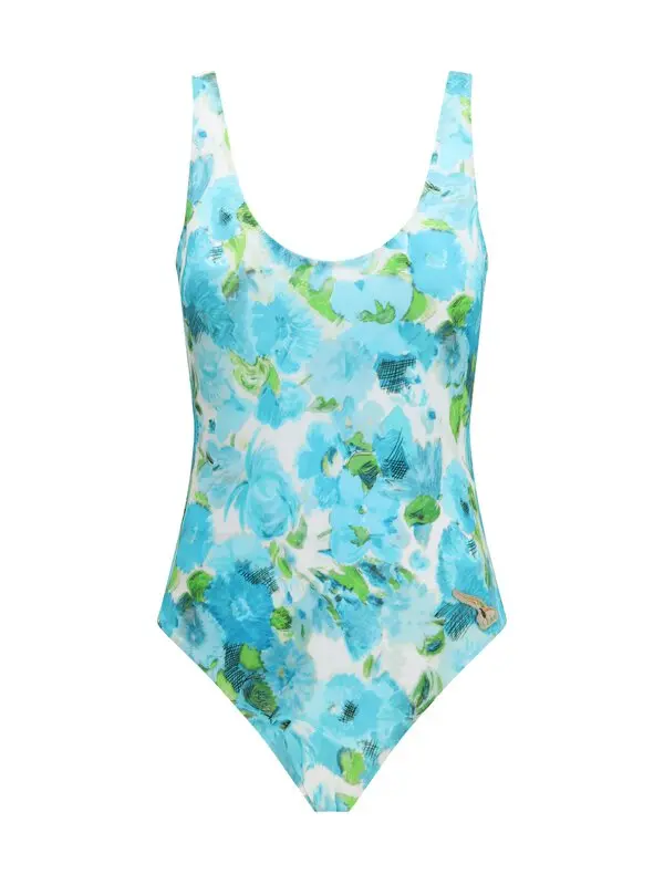 Chloé Aquatic Flowers Print One-piece Swimsuit - Blue