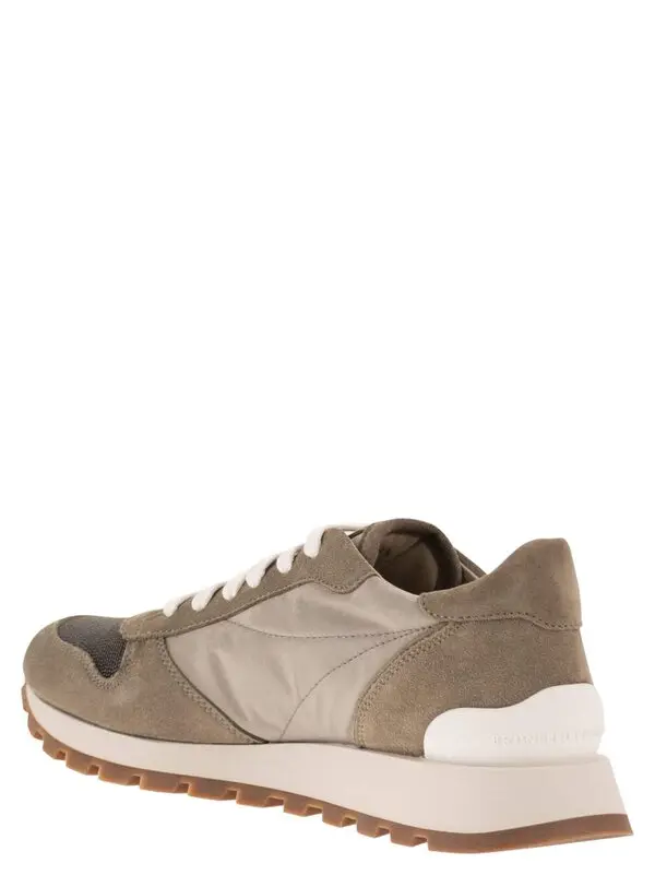 Brunello Cucinelli Techno Fabric Runners With Jewel Embellished Toe - Yellow