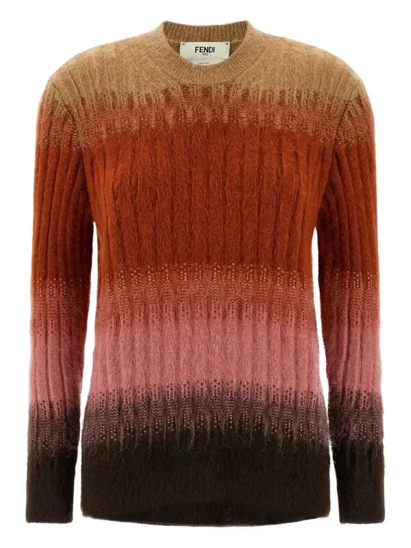 Fendi Gradient Mohair And Wool Fitted Jumper - Multicolor