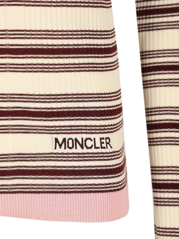 Moncler Cotton Crepe Polo Shirt With Graphic Stripes And Logo - Multicolor