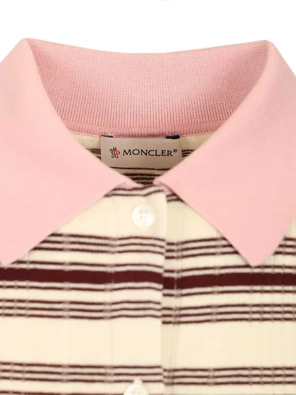Moncler Cotton Crepe Polo Shirt With Graphic Stripes And Logo - Multicolor