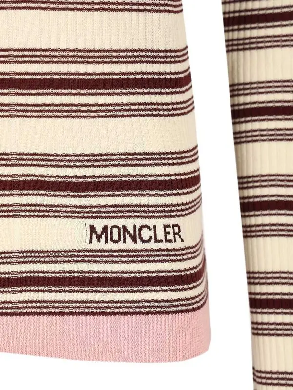 Moncler Cotton Crepe Polo Shirt With Graphic Stripes And Logo - Multicolor