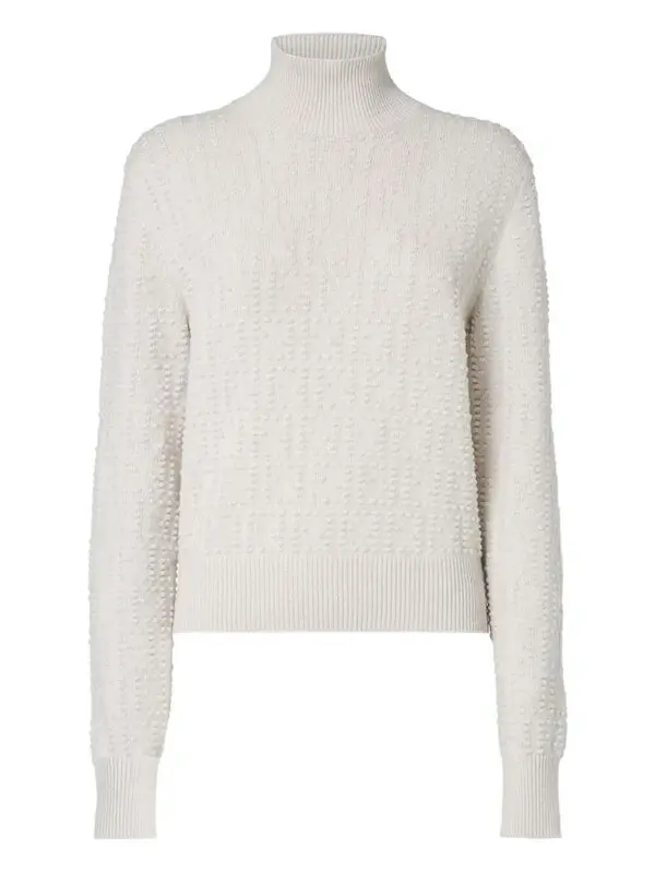 Fendi High-neck Wool And Cashmere Jumper With Ff Polka Dot Embroidery - Gray