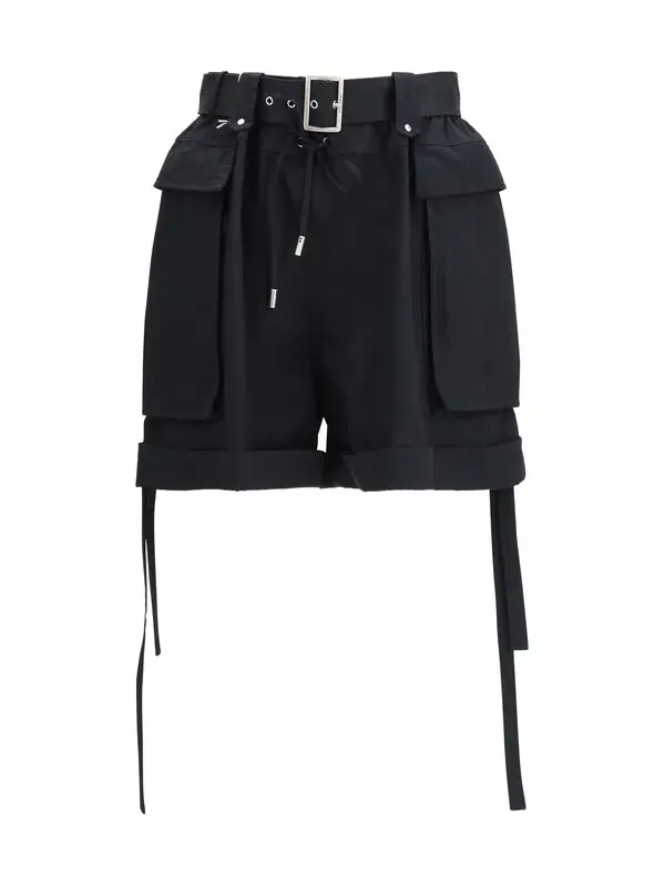 Alexander McQueen Cotton Shorts With Belt - Black