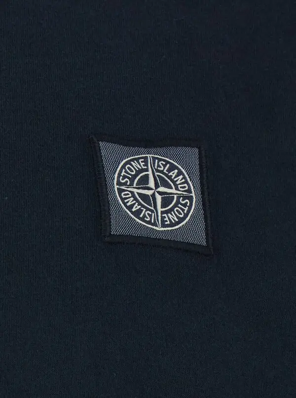 Stone Island Crewneck T-shirt With Logo Patch On The Front In Cotton - Black