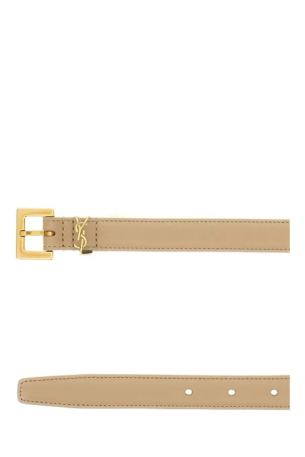 Saint Laurent Leather Belt With Monogram Buckle