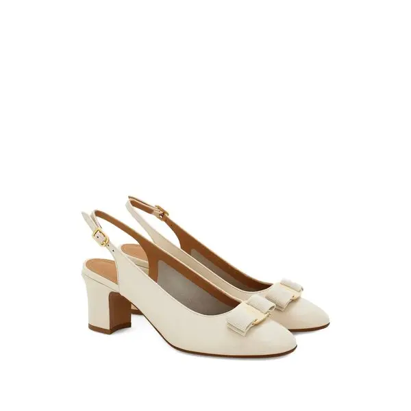 FERRAGAMO Bow Detail Slingback Block Heel Shoes