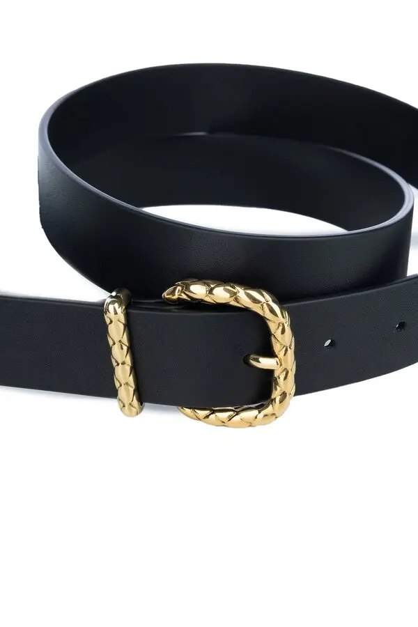 Bottega Veneta Gold Tone Chain Link Leather Belt
