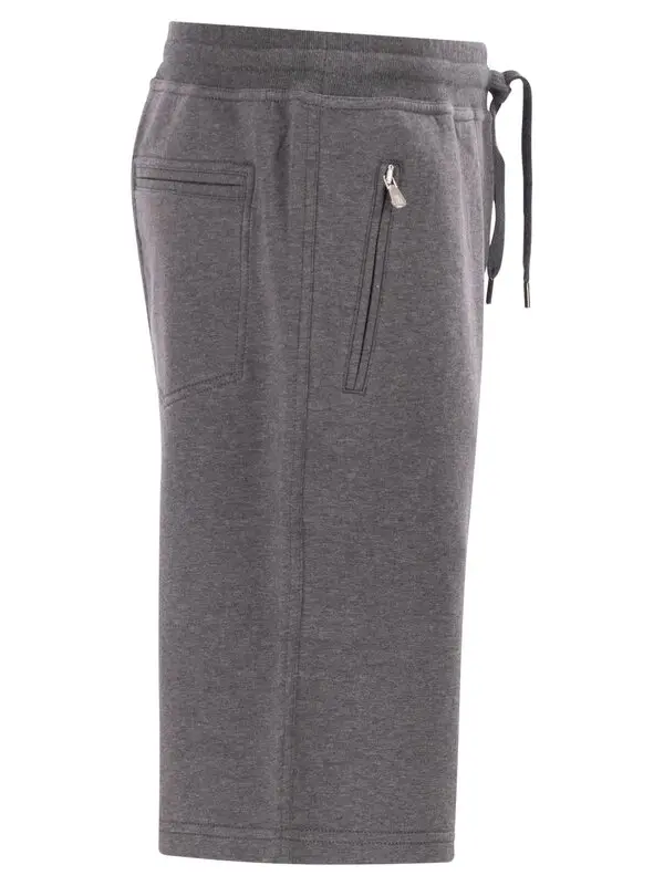 Brunello Cucinelli Techno Cotton Fleece Bermuda Shorts - Gray