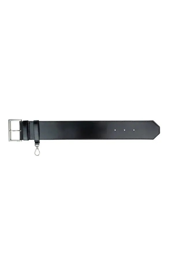 Prada Leather Belt With Silver Buckle