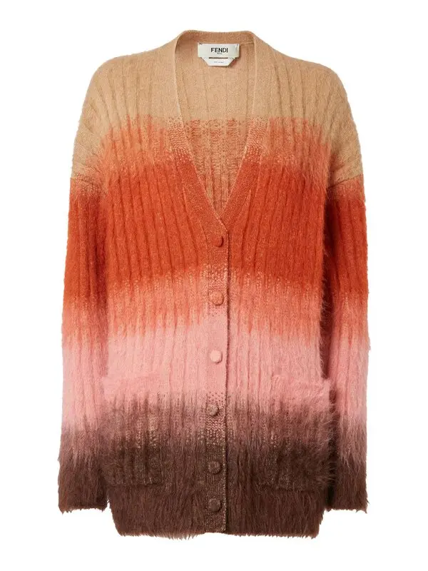 Fendi Gradient Mohair And Wool Oversized Cardigan - Multicolor