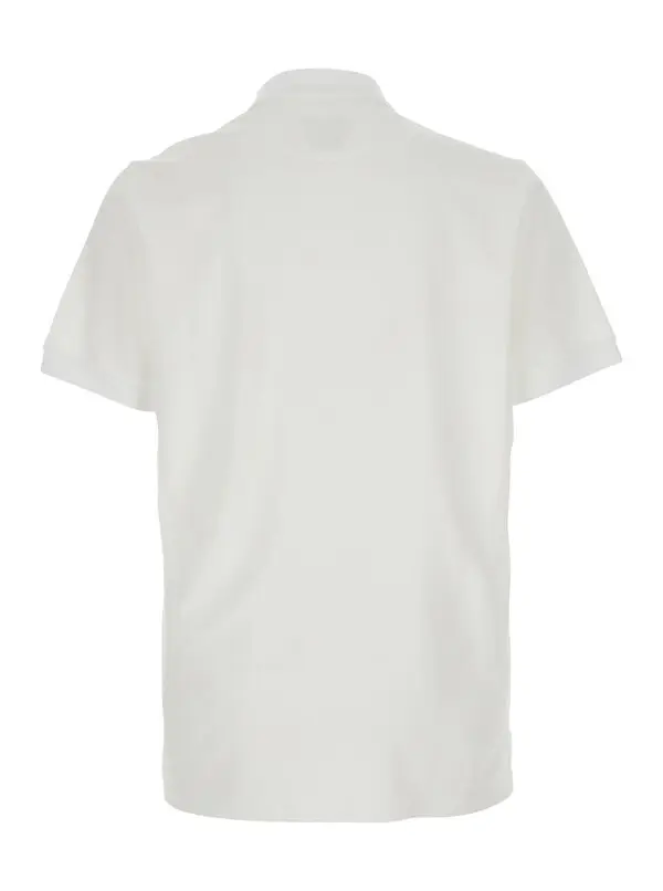 Fendi White Polo Shirt With Classic Collar And Logo On The Front In Cotton For - Multicolor