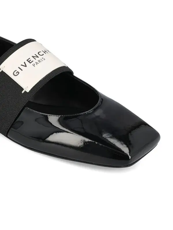 Givenchy Sliced Square Ballerinas In Patent Leather - Black