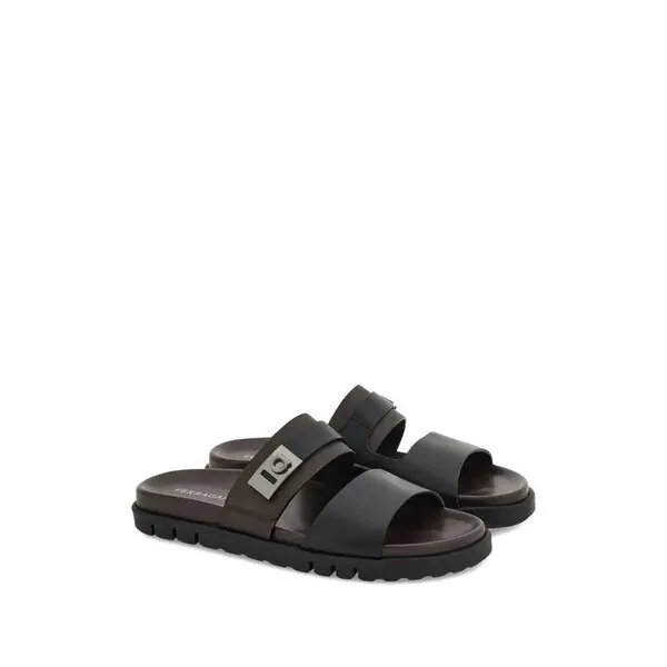FERRAGAMO Double Strap Sandals - Black