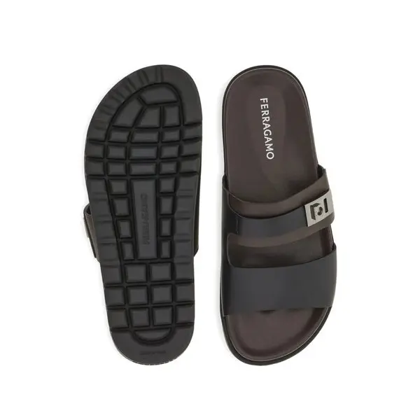 FERRAGAMO Double Strap Sandals - Black