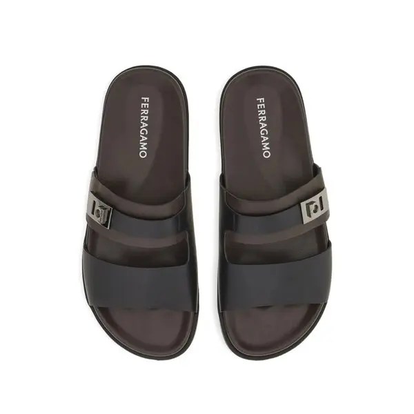FERRAGAMO Double Strap Sandals - Black